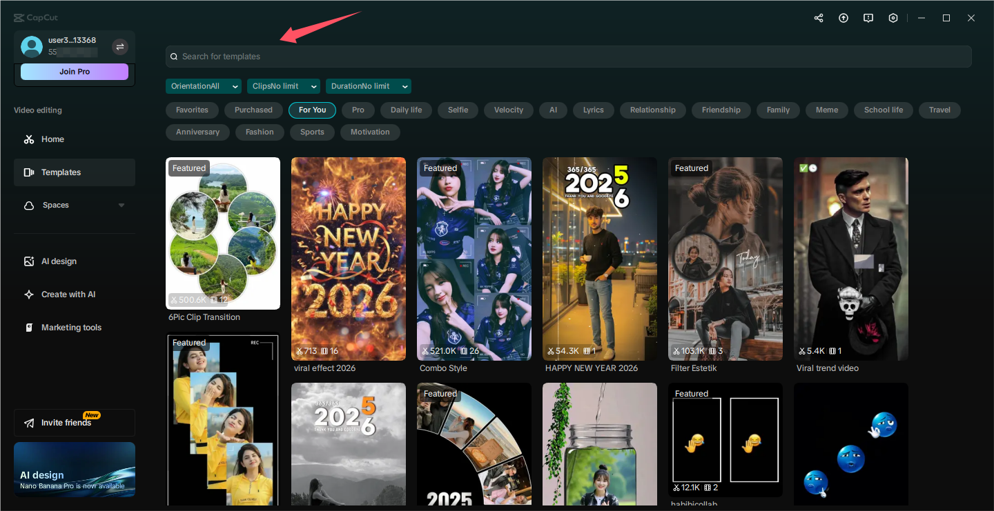 How to Search for Templates in CapCut?